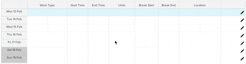 Editing Your Timesheet – Home Page