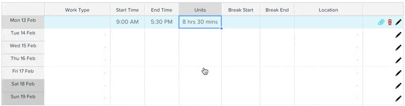 Editing Your Timesheet – Home Page