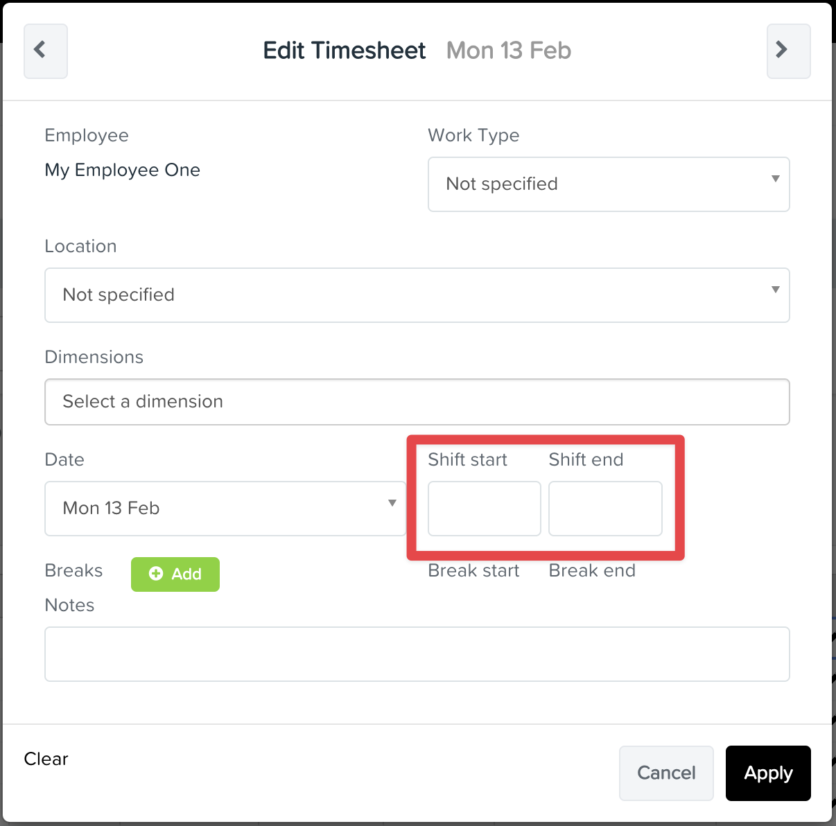 Editing Your Timesheet – Home Page