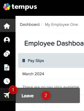 Submitting a Leave Application – Home Page