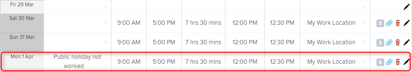 Managing Public Holidays in the Timesheets – Home Page