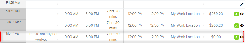 Managing Public Holidays in the Timesheets – Home Page