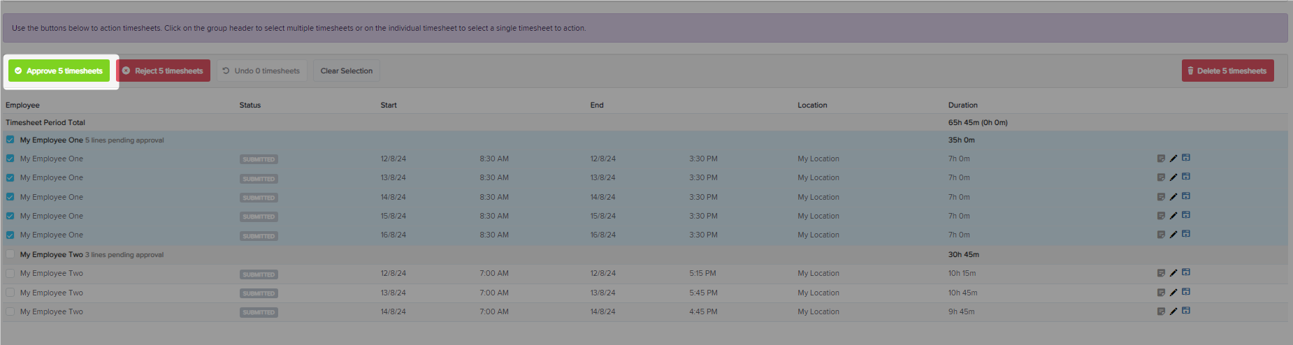 Approving Timesheets Ready For Payroll Processing – Home Page